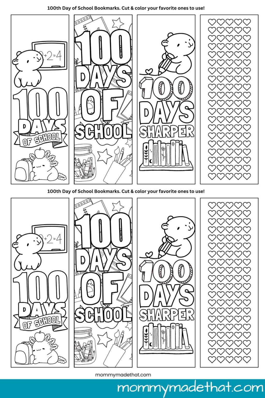 100 Days of School Bookmarks (Free Printable!)