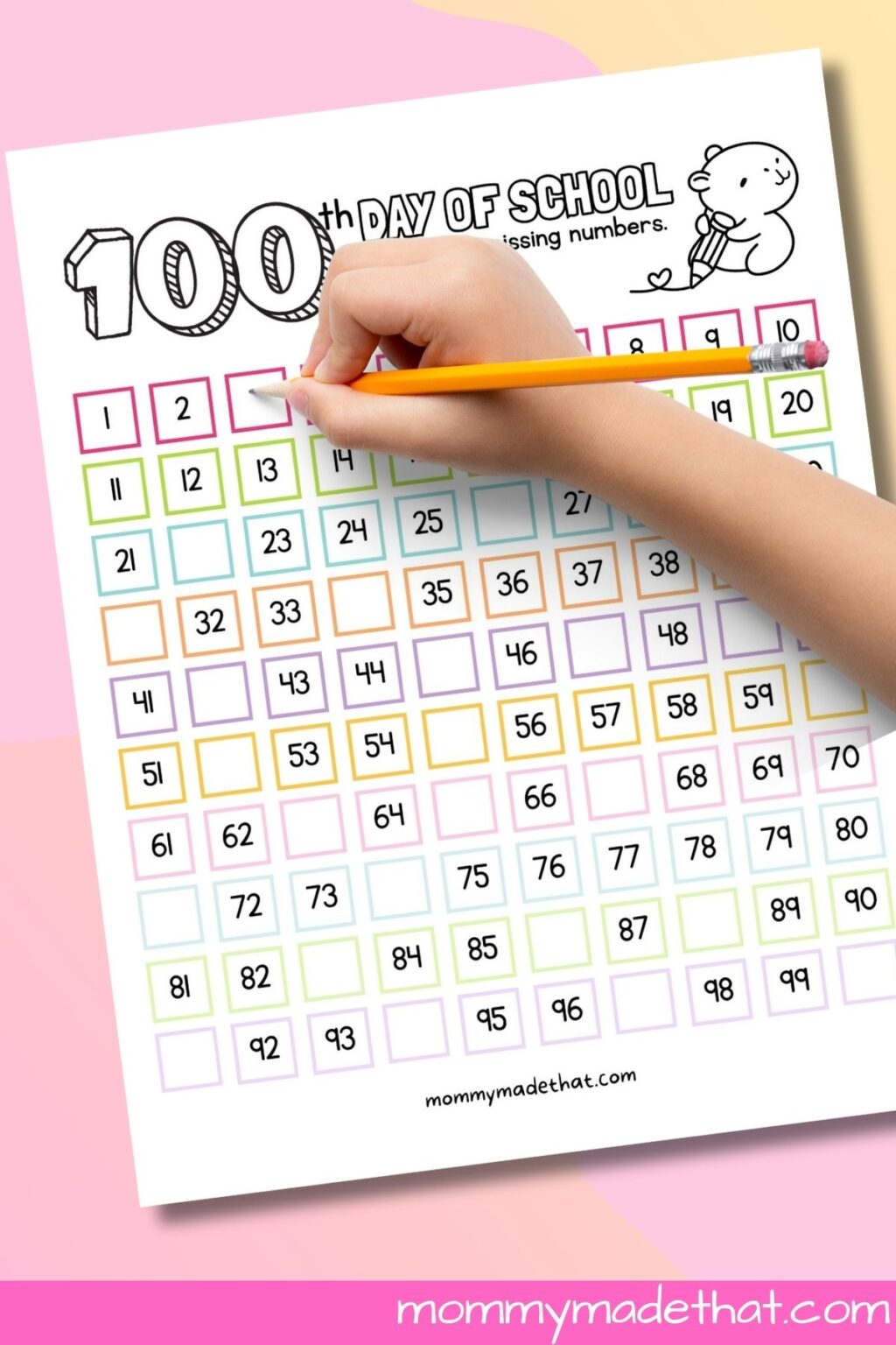 100 Days of School Counting Worksheet (Free Printable)