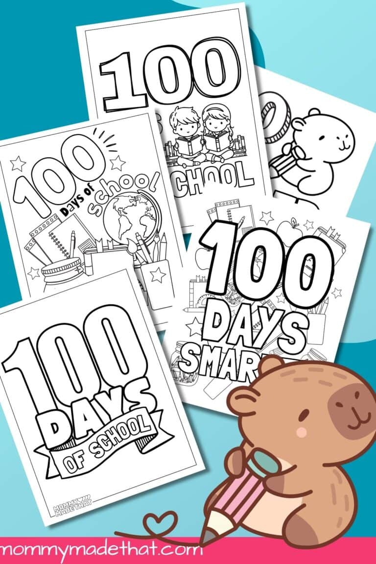 100th Day Coloring Pages (Free Printables!)