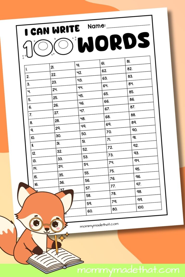 100th Day of School Word Writing Activity
