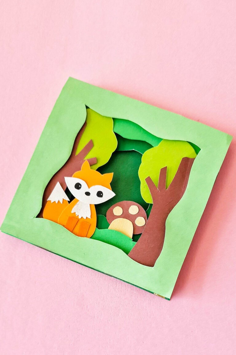 3D Paper Fox Scene Paper Craft (Free Printable Template)