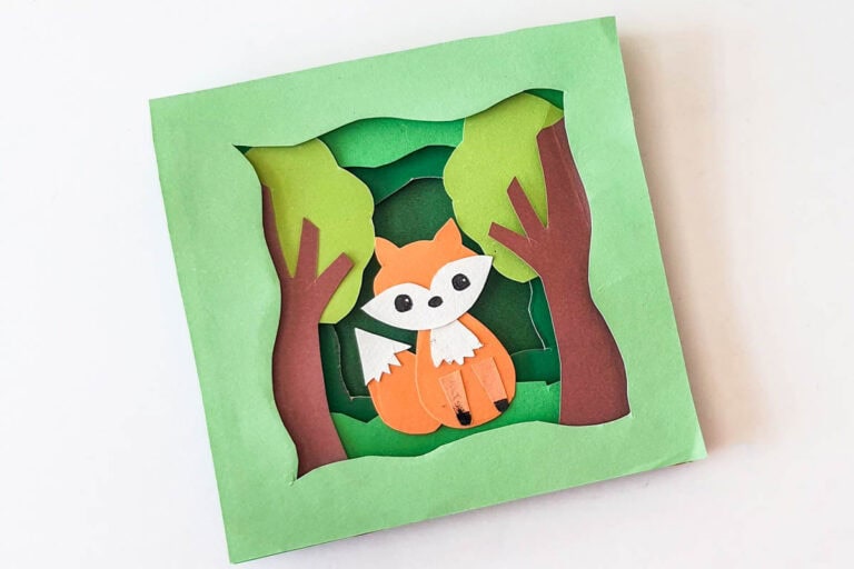 3D Paper Fox Scene Paper Craft (Free Printable Template)
