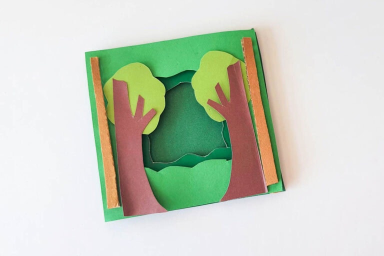 3D Paper Fox Scene Paper Craft (Free Printable Template)
