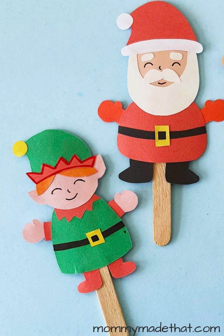 Cute Christmas Puppets (With Free Printable Template)