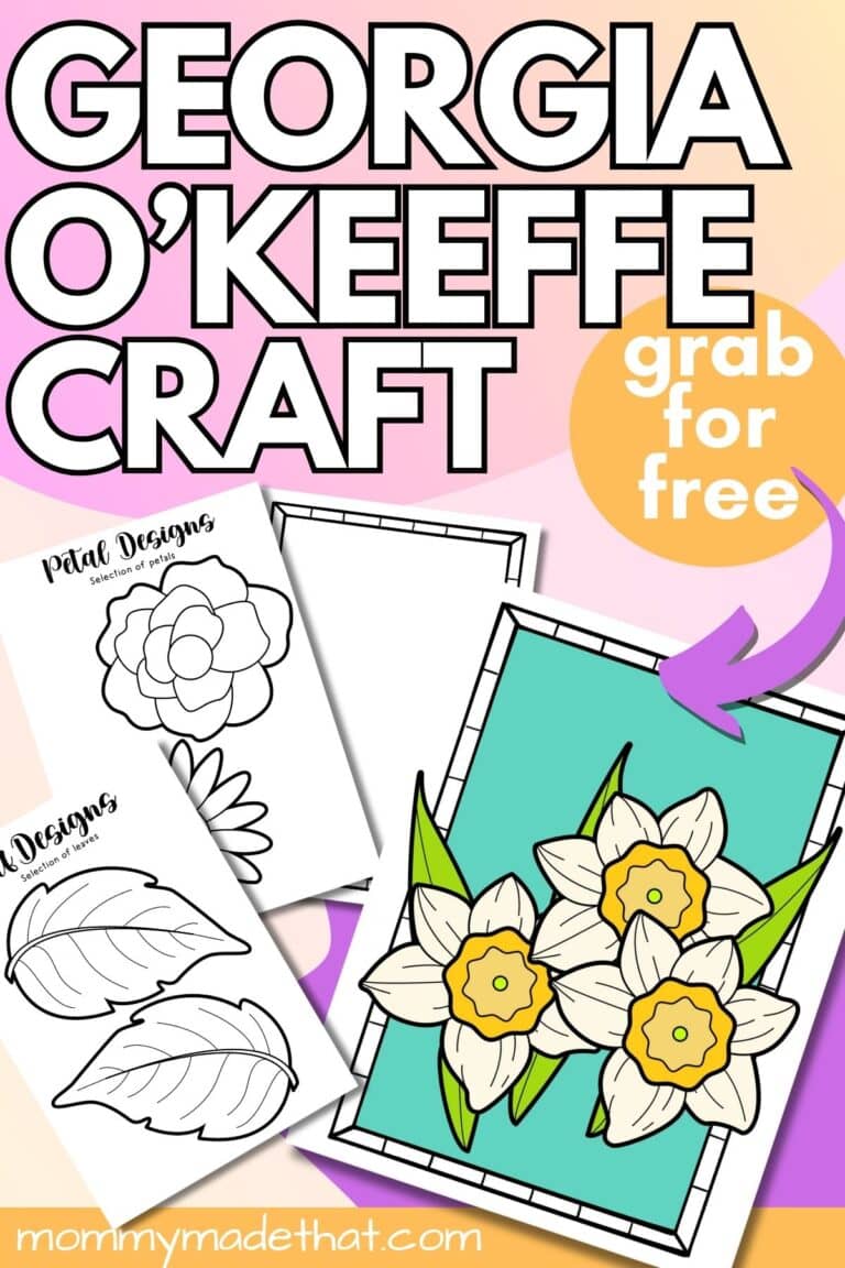 Georgia O'Keeffe Flower Craft Art Project (Free printables)
