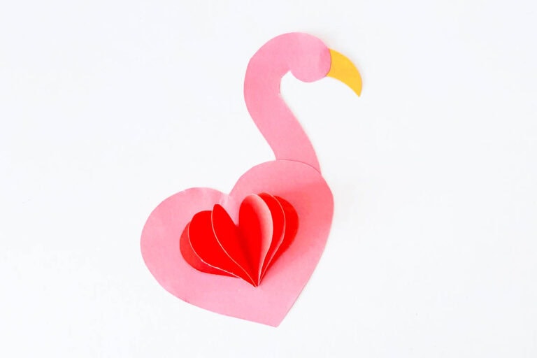 Heart Flamingo Craft (Free Printable Template)