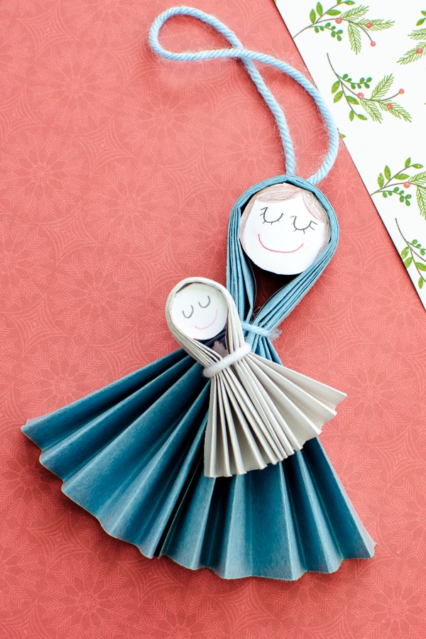 Mary and Baby Jesus Paper Ornament for kids