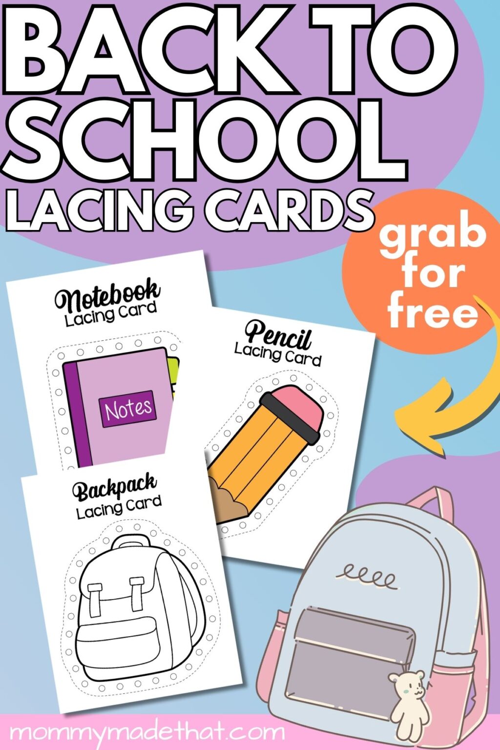 Back to School Lacing Cards