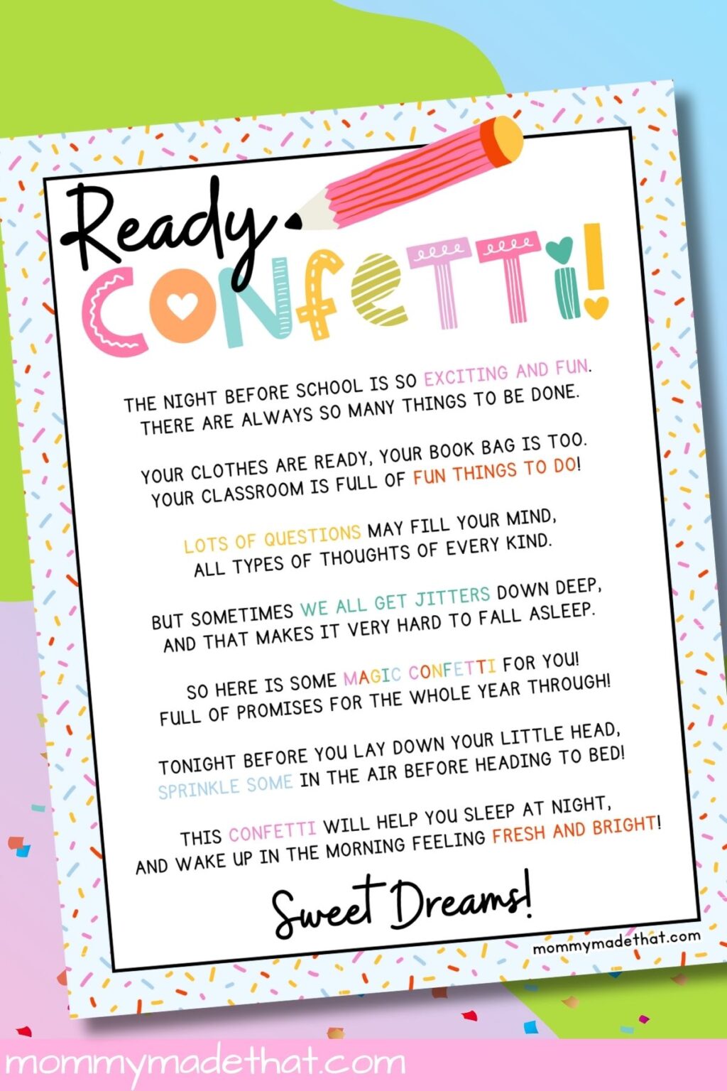 Ready Confetti! A Back to School Letter with a Fun Twist