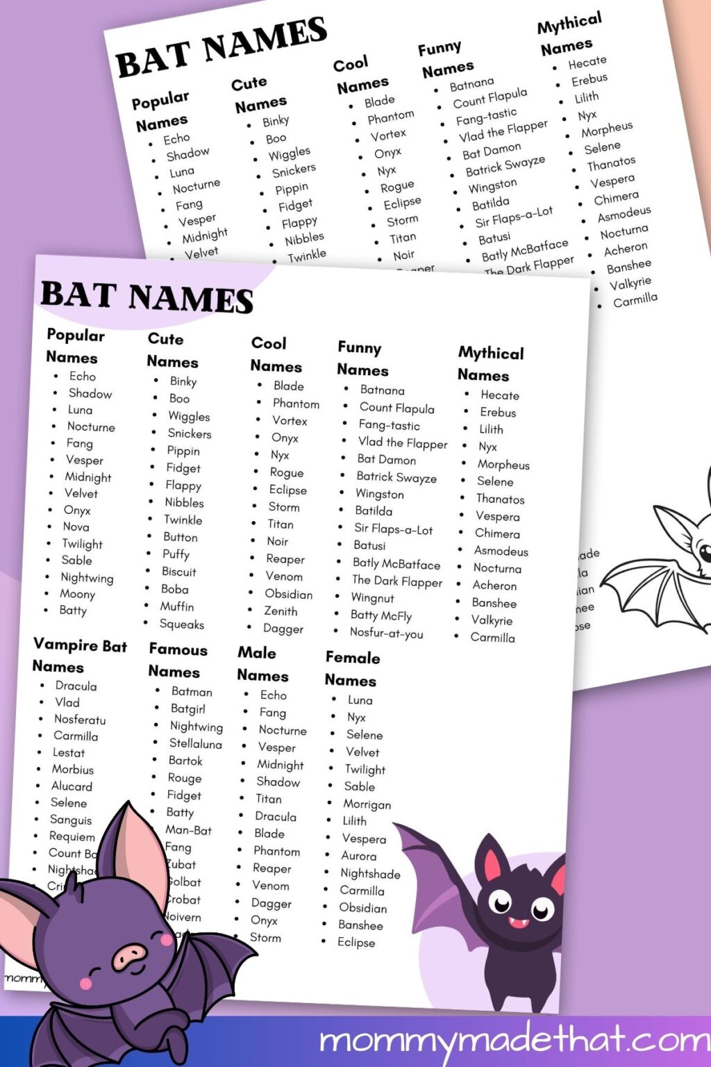100+ Best Bat Names: Cute, Cool & Spooky Name Ideas