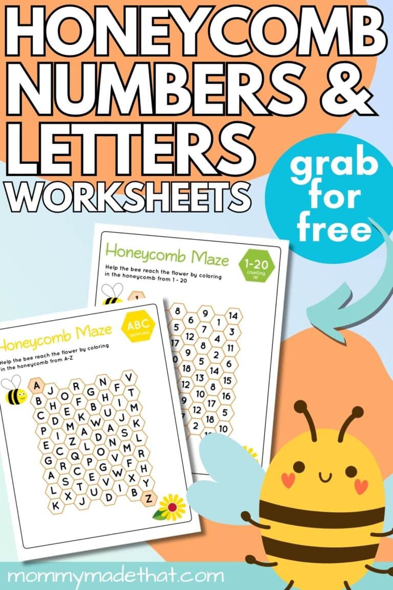 Bee Letters & Numbers Worksheets (Perfect for preschool and kindergarten)