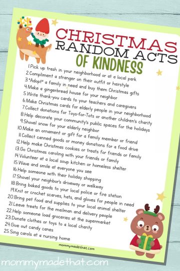 25 Random Acts of Kindness for Christmas (+Free Printable)
