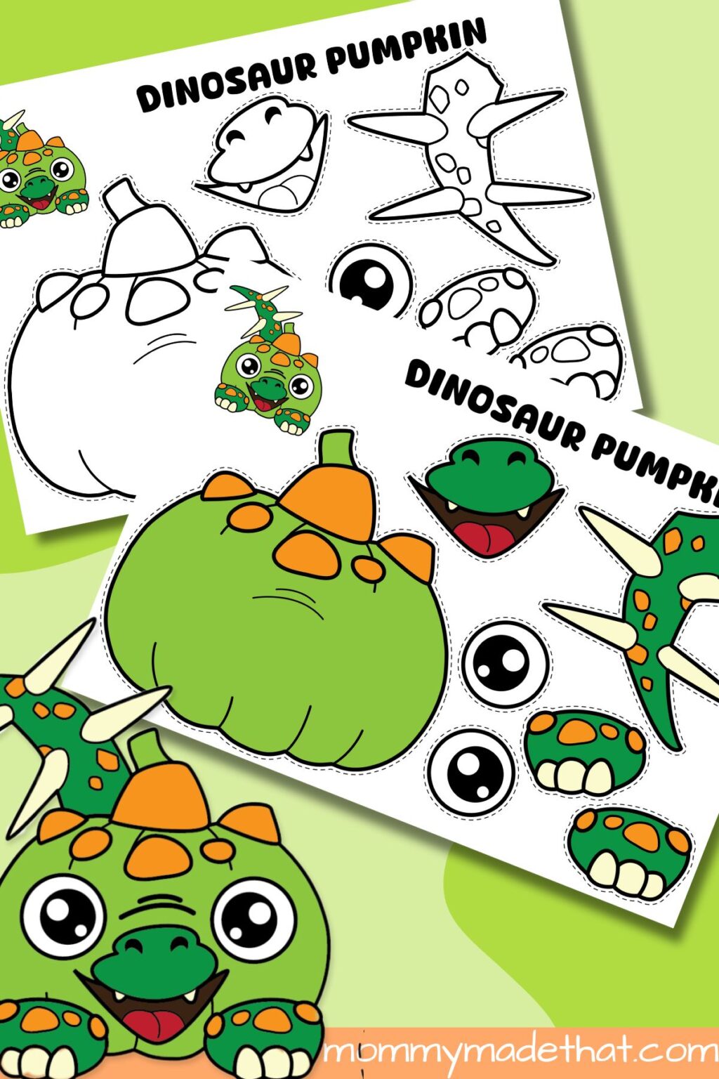 Printable Dinosaur Pumpkin Craft (Grab for Free)