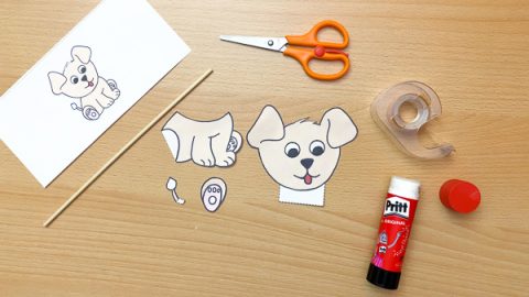 Adorable Dog Puppet Craft with Printable Template