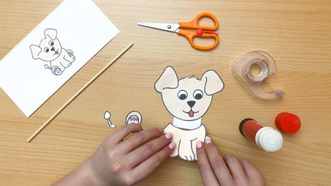 Adorable Dog Puppet Craft with Printable Template