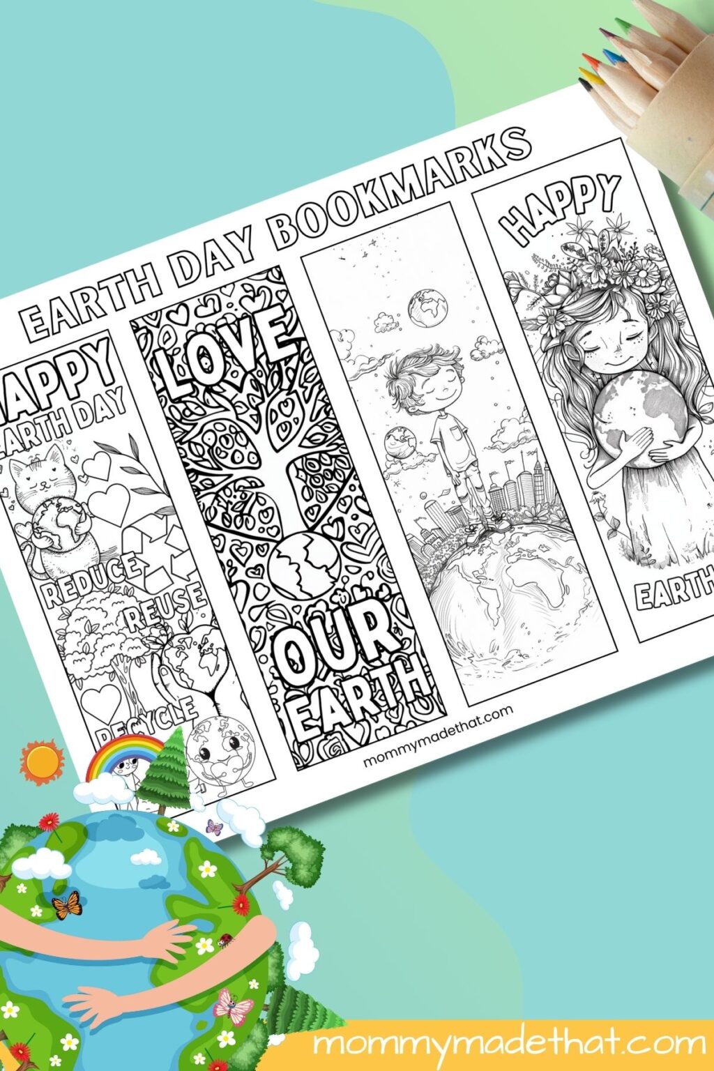 Earth Day Coloring Bookmarks (Grab the Free Printable)