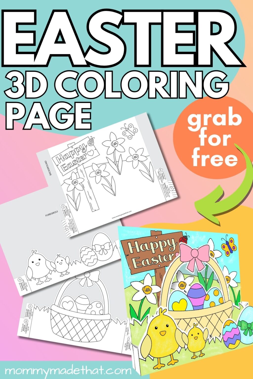 Easter 3D Coloring Pages (Super Cute Diorama)