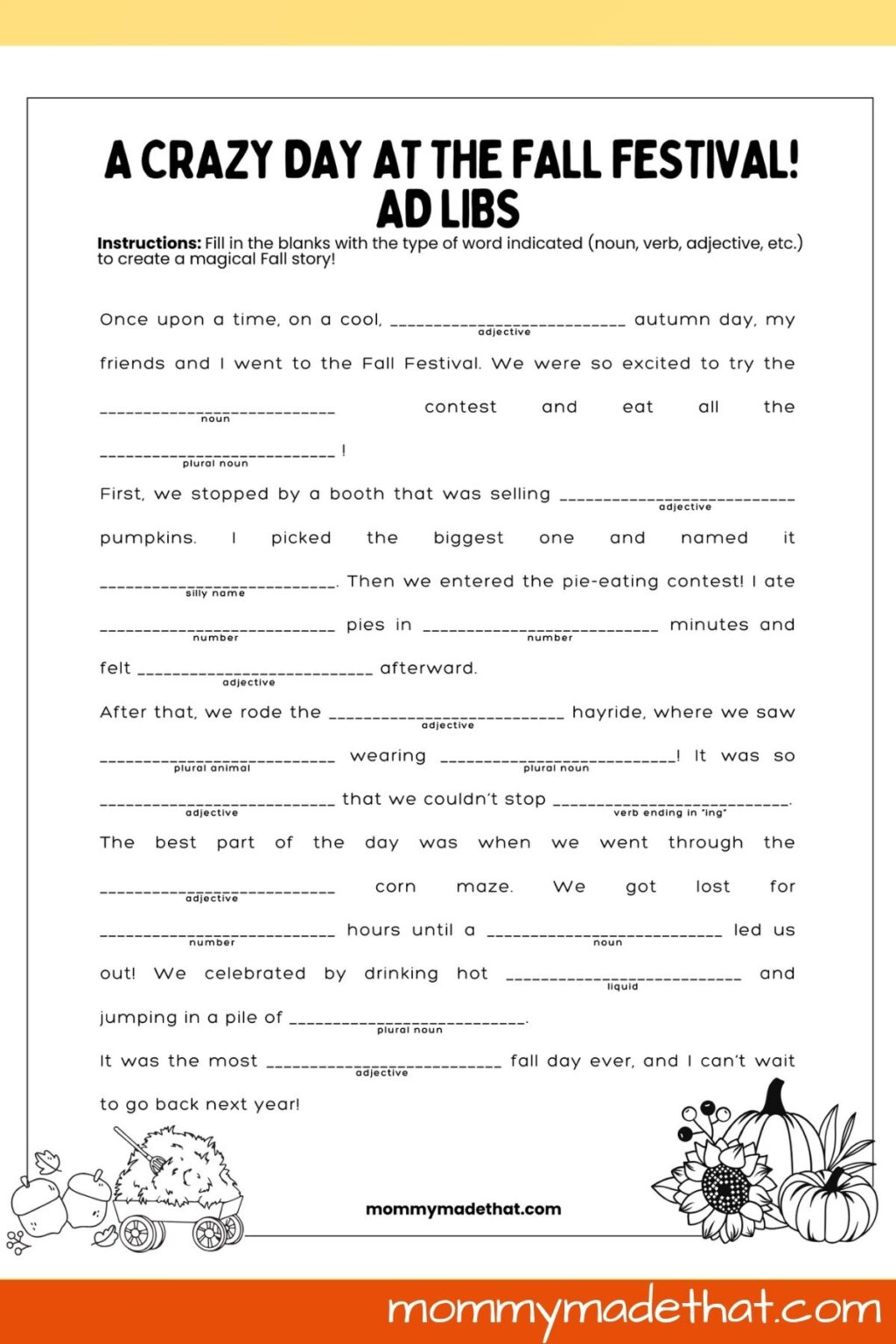 Fall Ad Libs (Free Printable)
