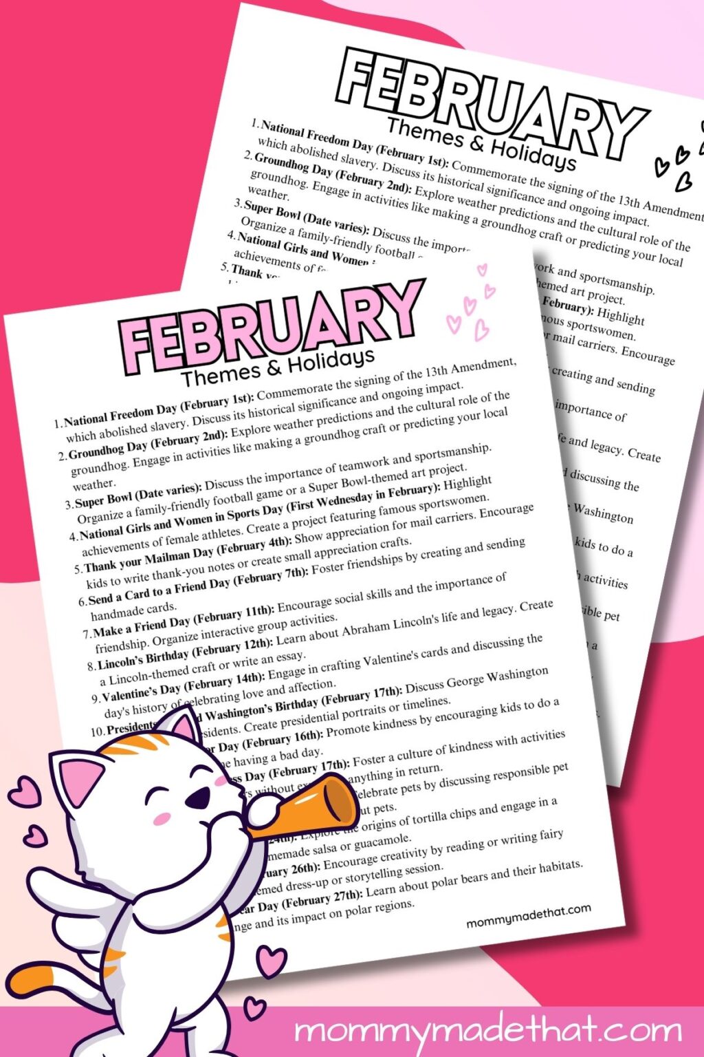 February Themes, Holidays & Activities