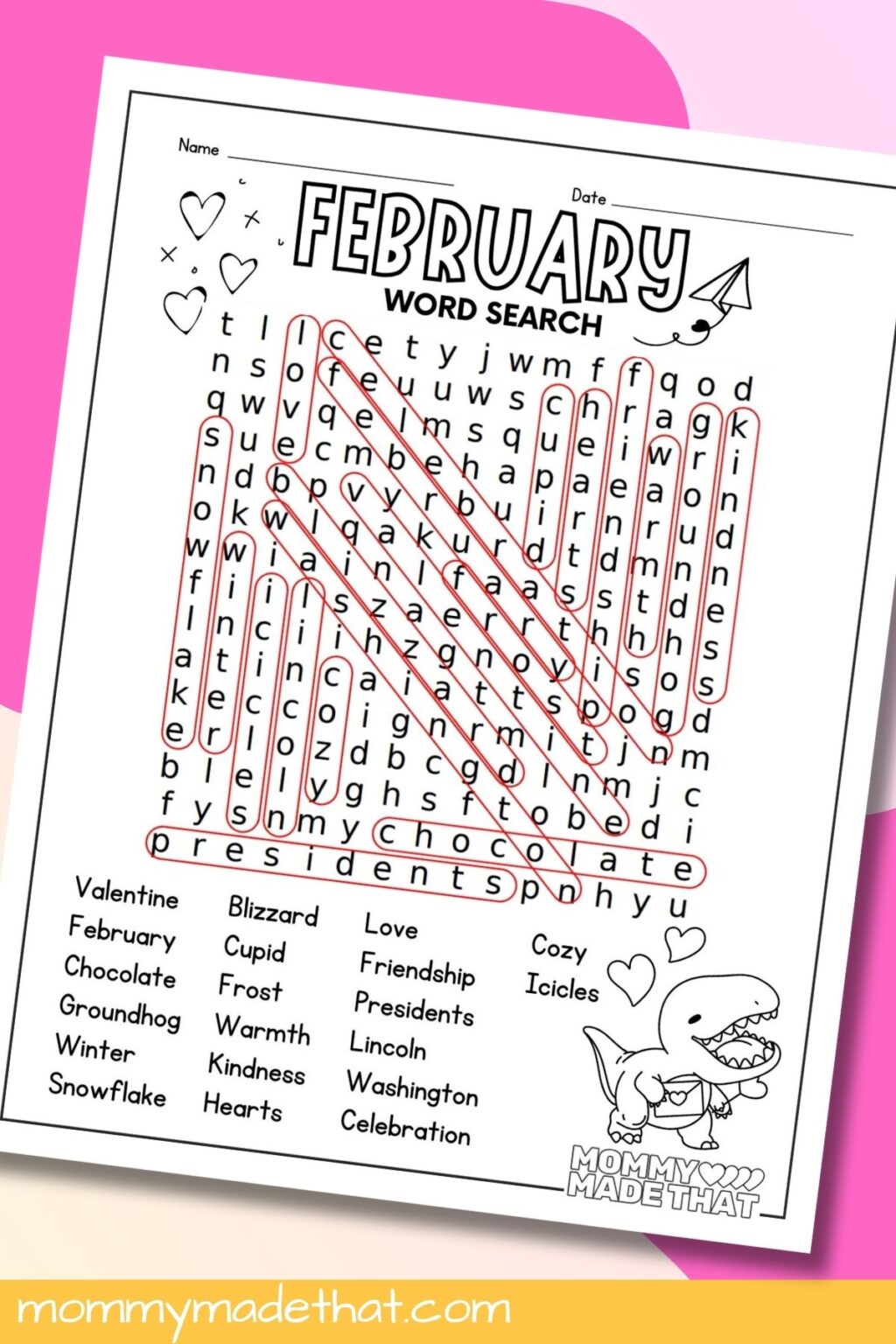 February Word Search (Free Printable!)