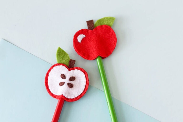 Felt Apple Pencil Topper (Free Printable Template)