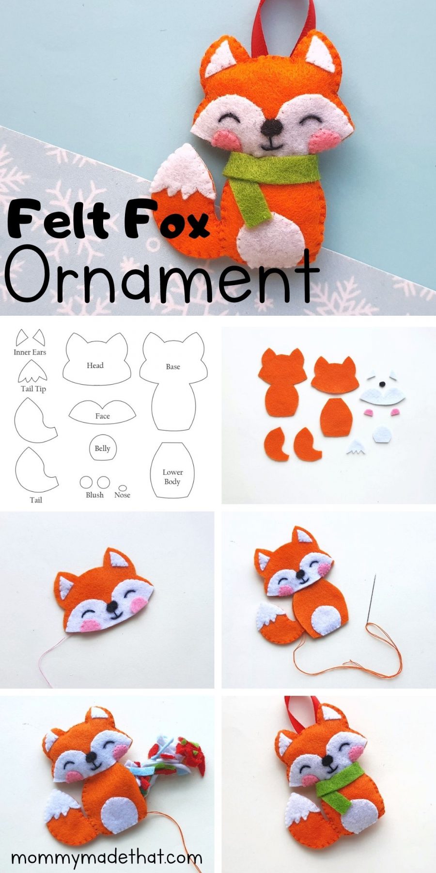 DIY Felt Fox Ornament (with free pattern)
