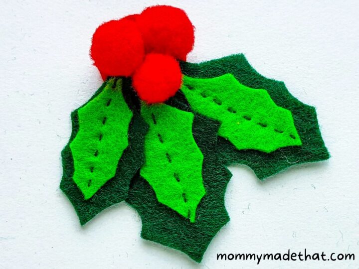 Felt Holly Berry Ornament (With Free Printable Pattern)