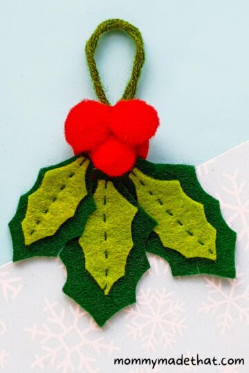 Felt Holly Berry Ornament (With Free Printable Pattern)