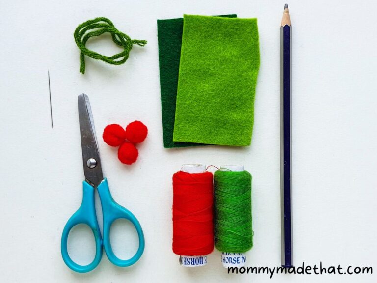 Felt Holly Berry Ornament (With Free Printable Pattern)