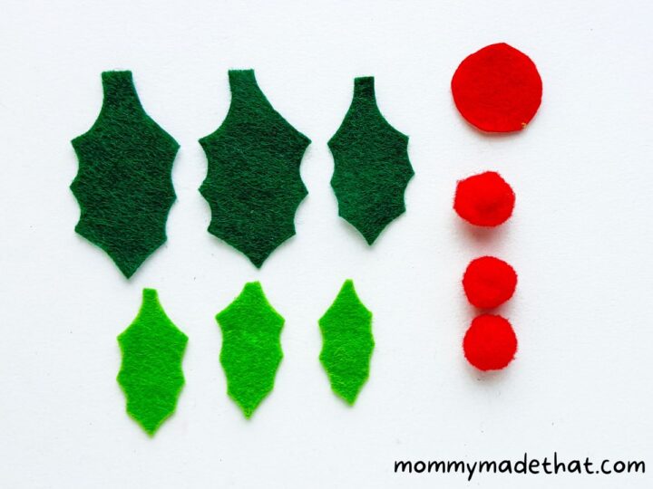 Felt Holly Berry Ornament (With Free Printable Pattern)