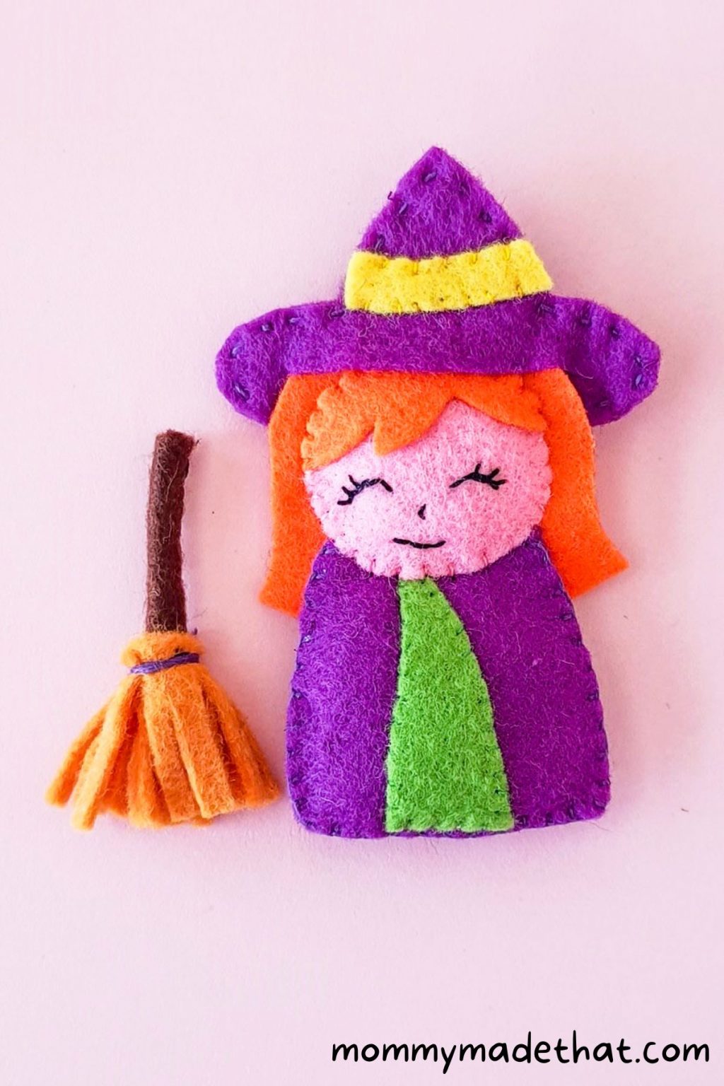 Cute Felt Witch (Grab the Free Printable Witch Pattern!)