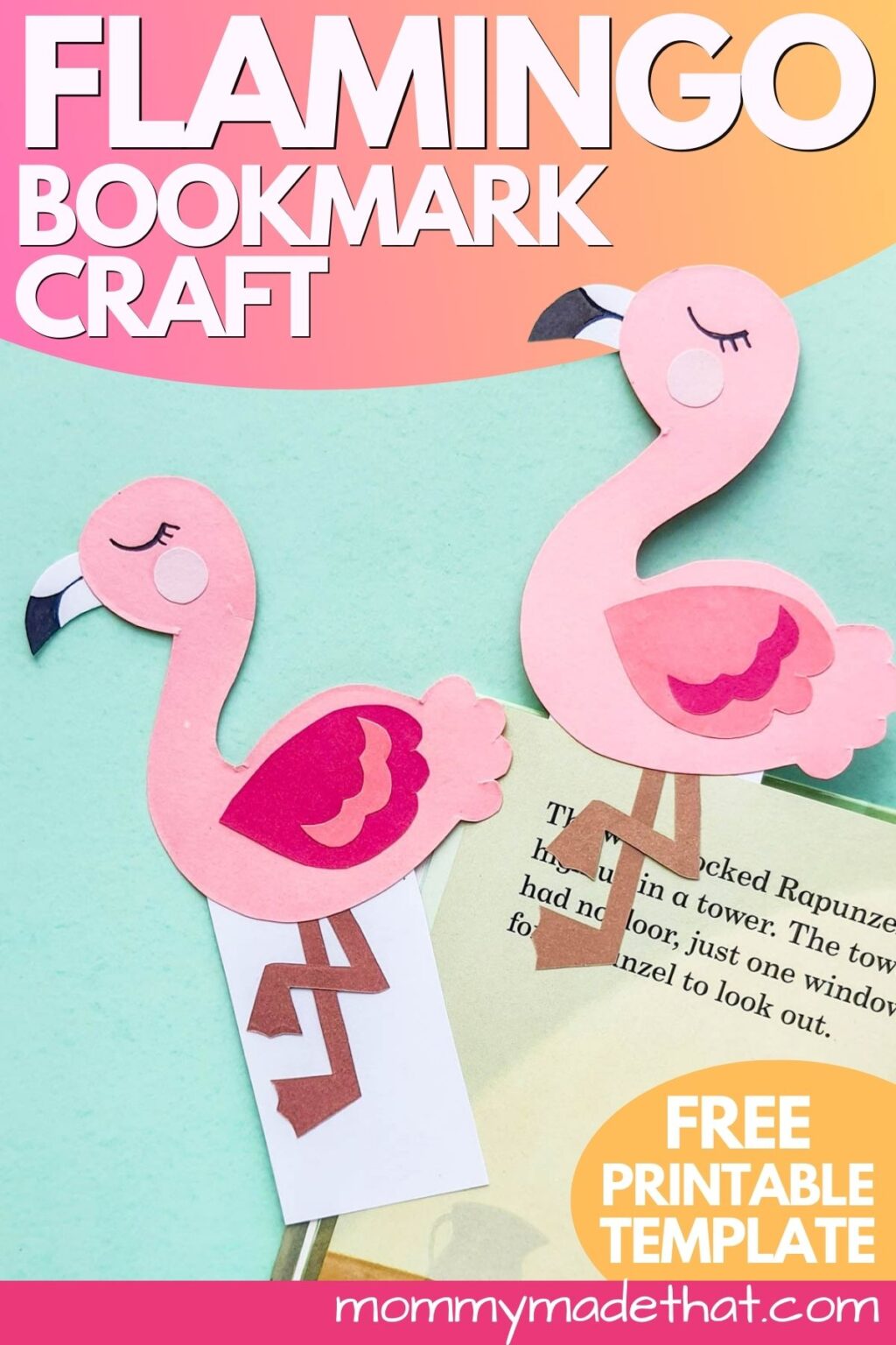 Flamingo Bookmark Craft (Free Printable Template)