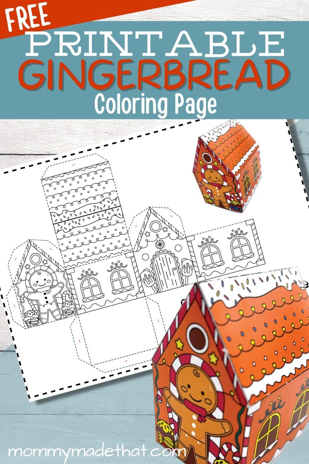 Gingerbread House Coloring Page (Build Your Own 3D House)