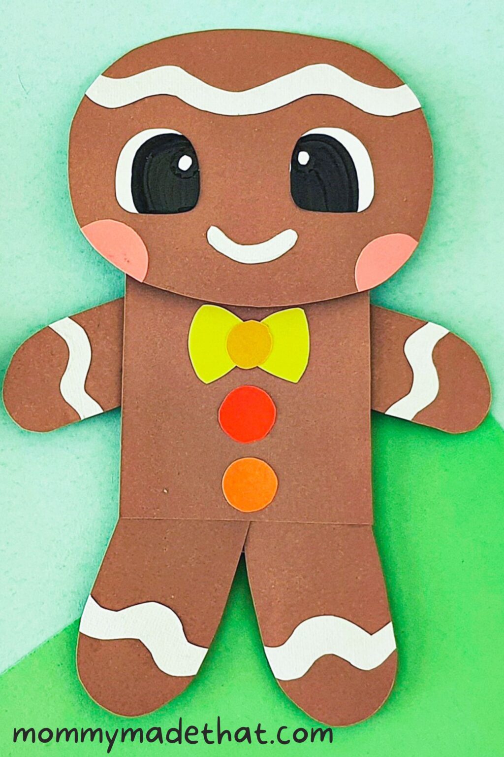 Paper Bag Gingerbread Man Puppet Craft (Free Template)
