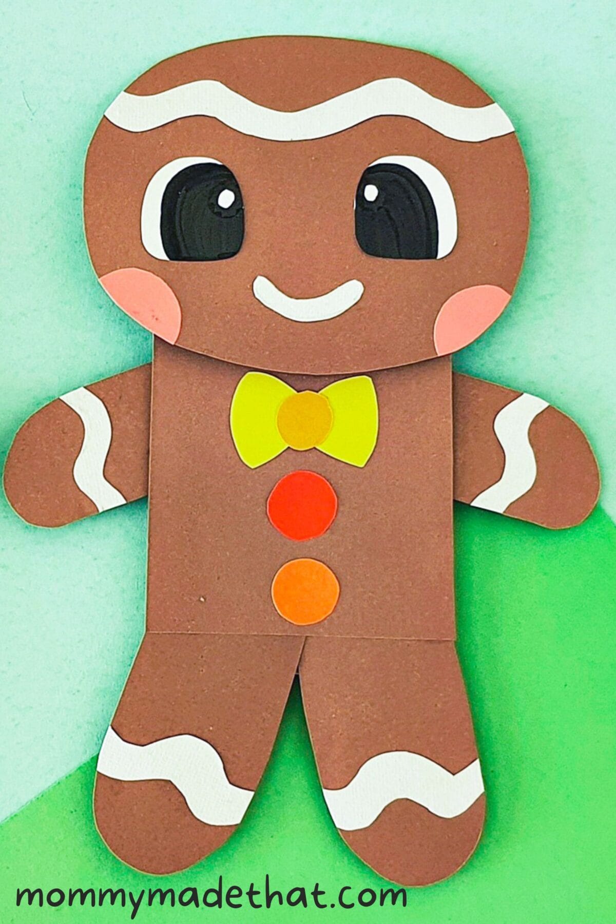 Paper Bag Gingerbread Man Puppet Craft (Free Template)
