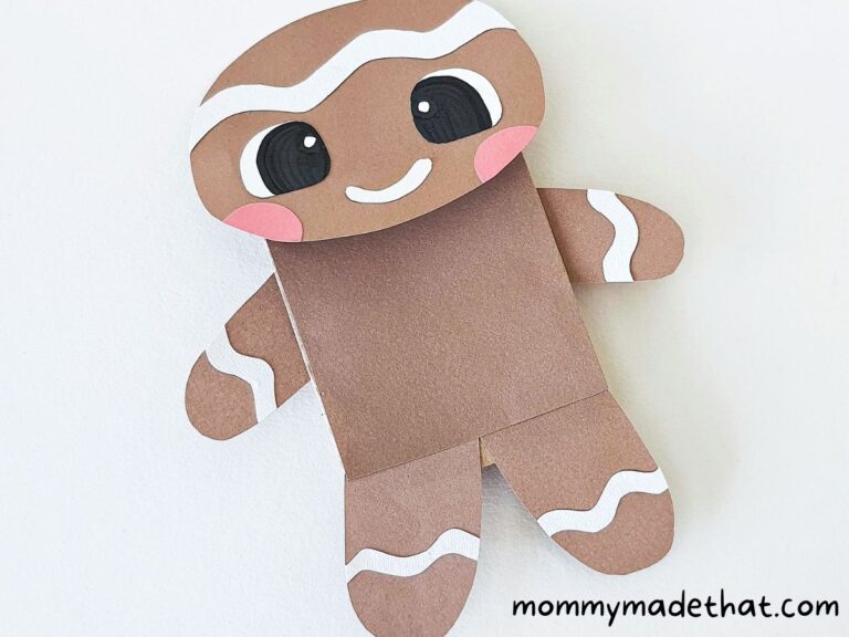 Paper Bag Gingerbread Man Puppet Craft (Free Template)