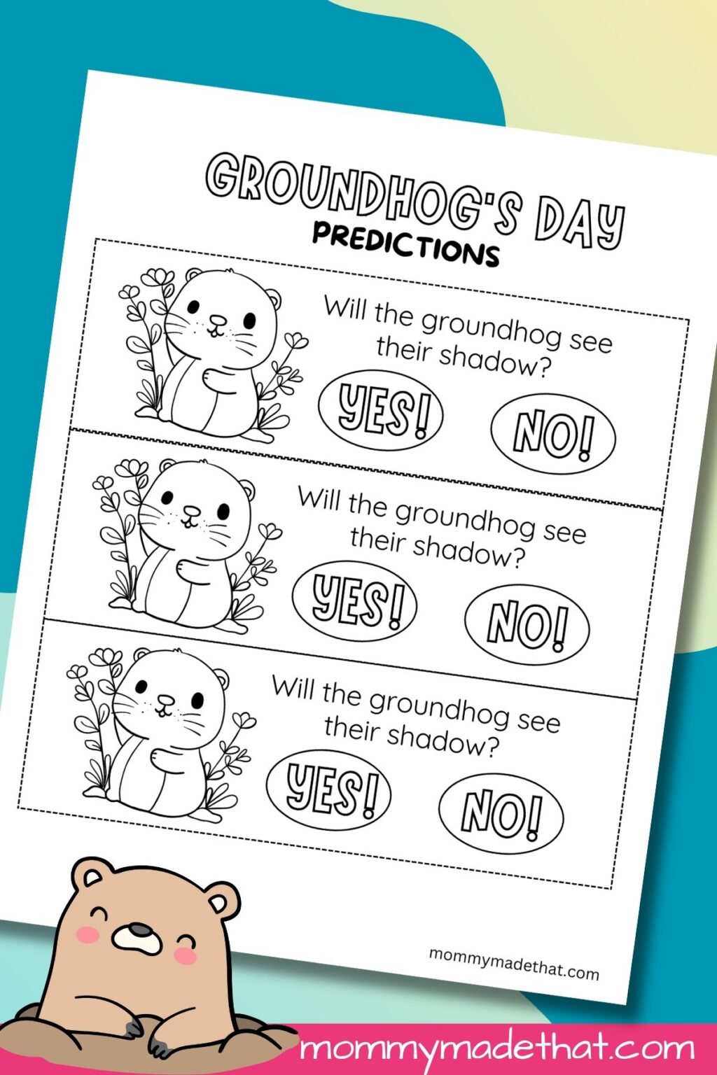 Groundhog Day Prediction & Voting Slips (Free Printable)