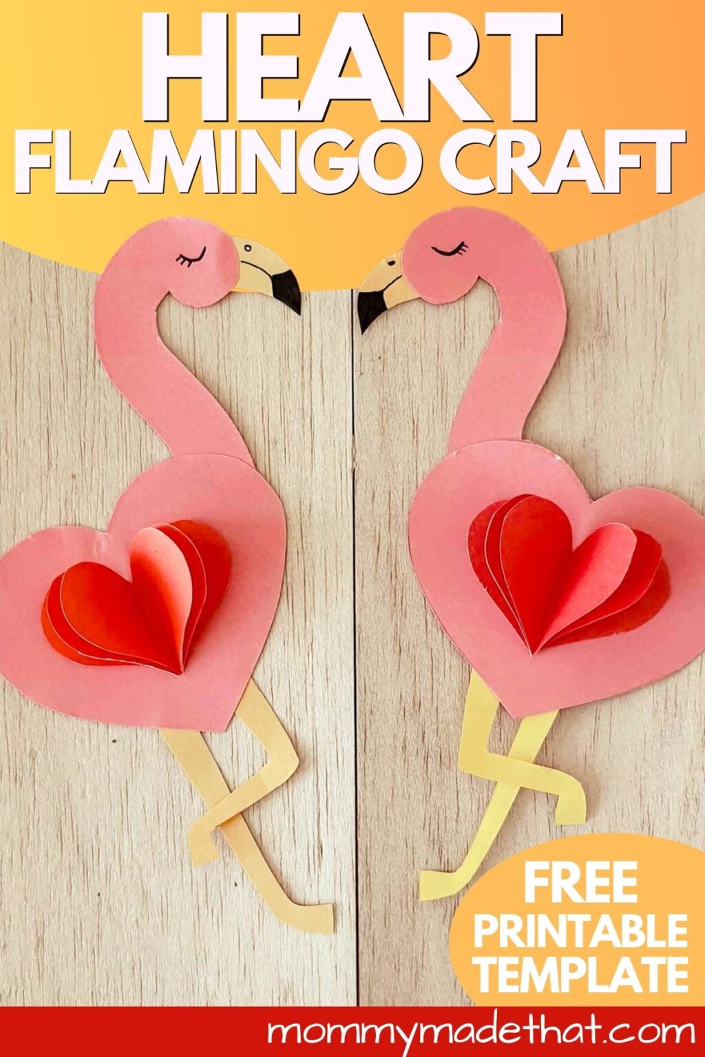 Heart Flamingo Craft (Free Printable Template)