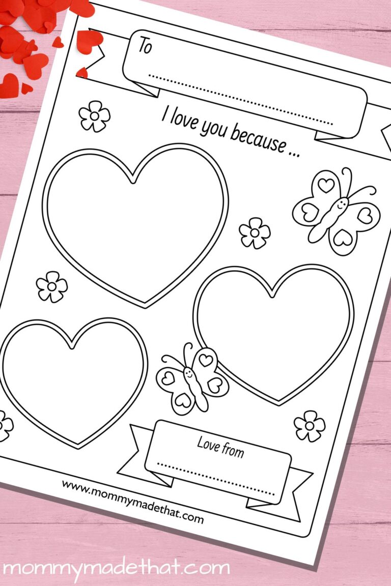 Printable I Love You Template: Cute I Love You Because Activity