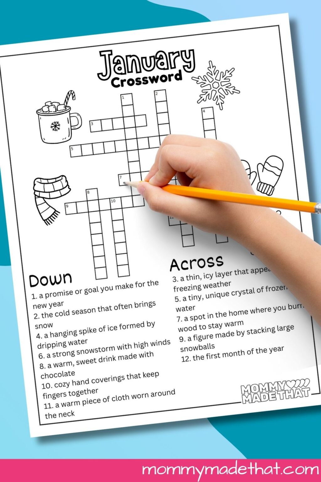 January Crossword Puzzle (Free Printable for Kids)