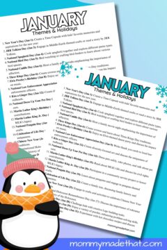 January Themes, Holidays and Activities