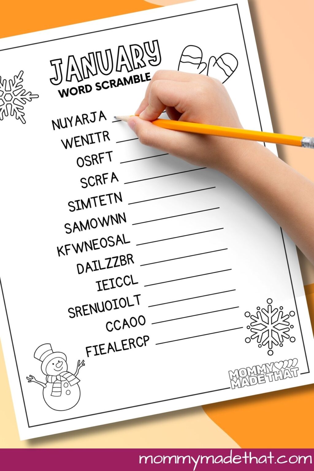 January Word Scramble (Free Printable Worksheet)