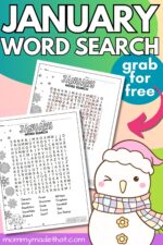 January Word Search (Free Printable with Answer Key!)