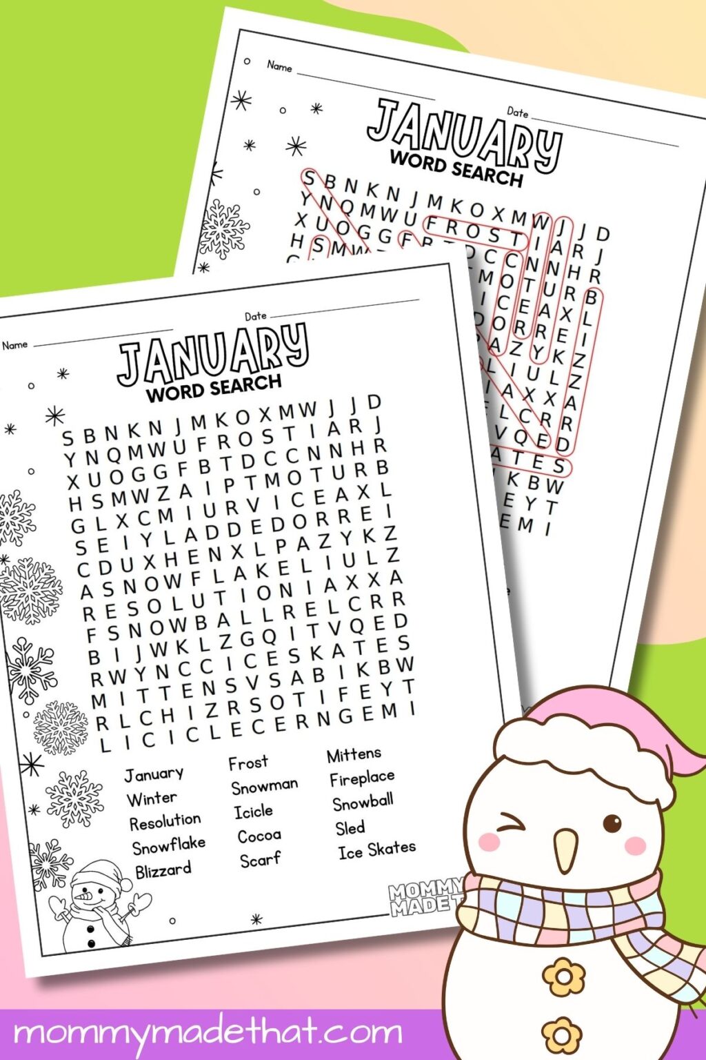 January Word Search (Free Printable with Answer Key!)