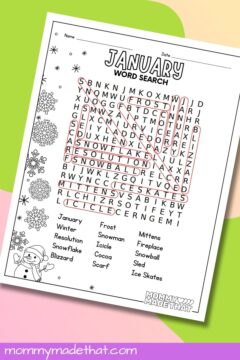 January Word Search (Free Printable with Answer Key!)