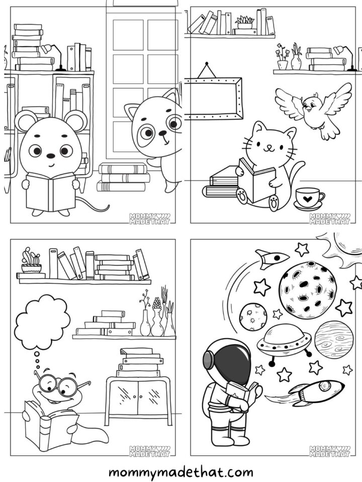 Library Coloring Pages (Free Coloring Sheets that Encourage Reading!)