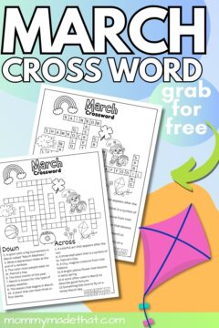 March Crossword Puzzle (Free Printable with Answer Key)