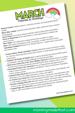March Themes & Holidays