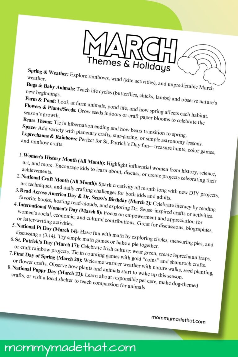 March Themes & Holidays