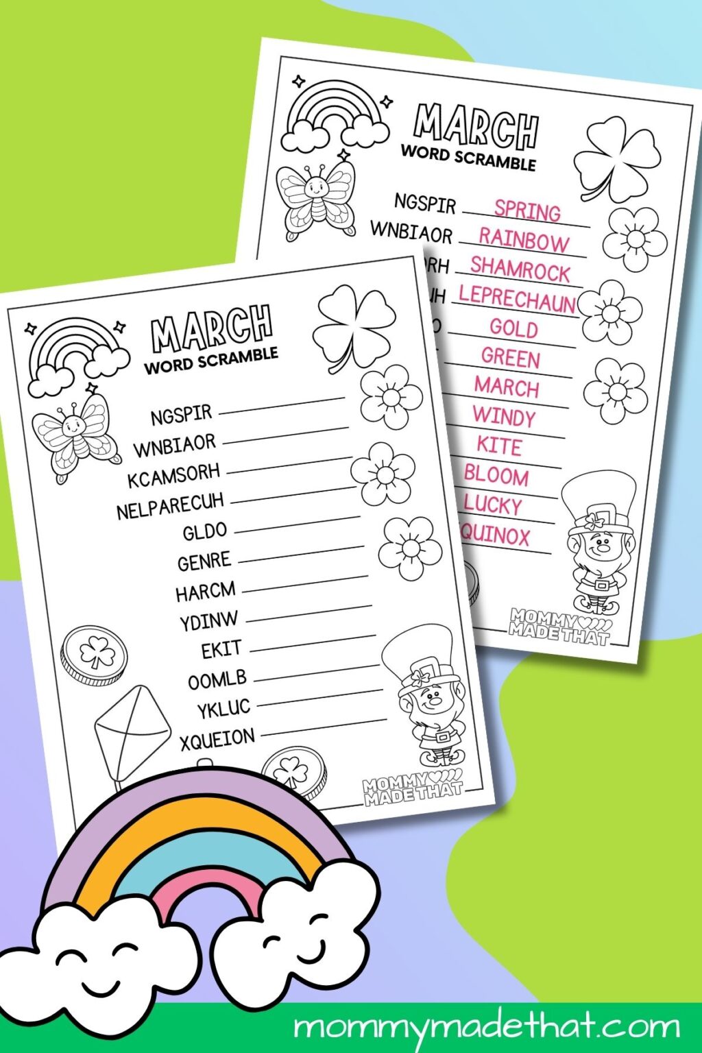 March Word Scramble (Free Printable Worksheet with Answer Key)